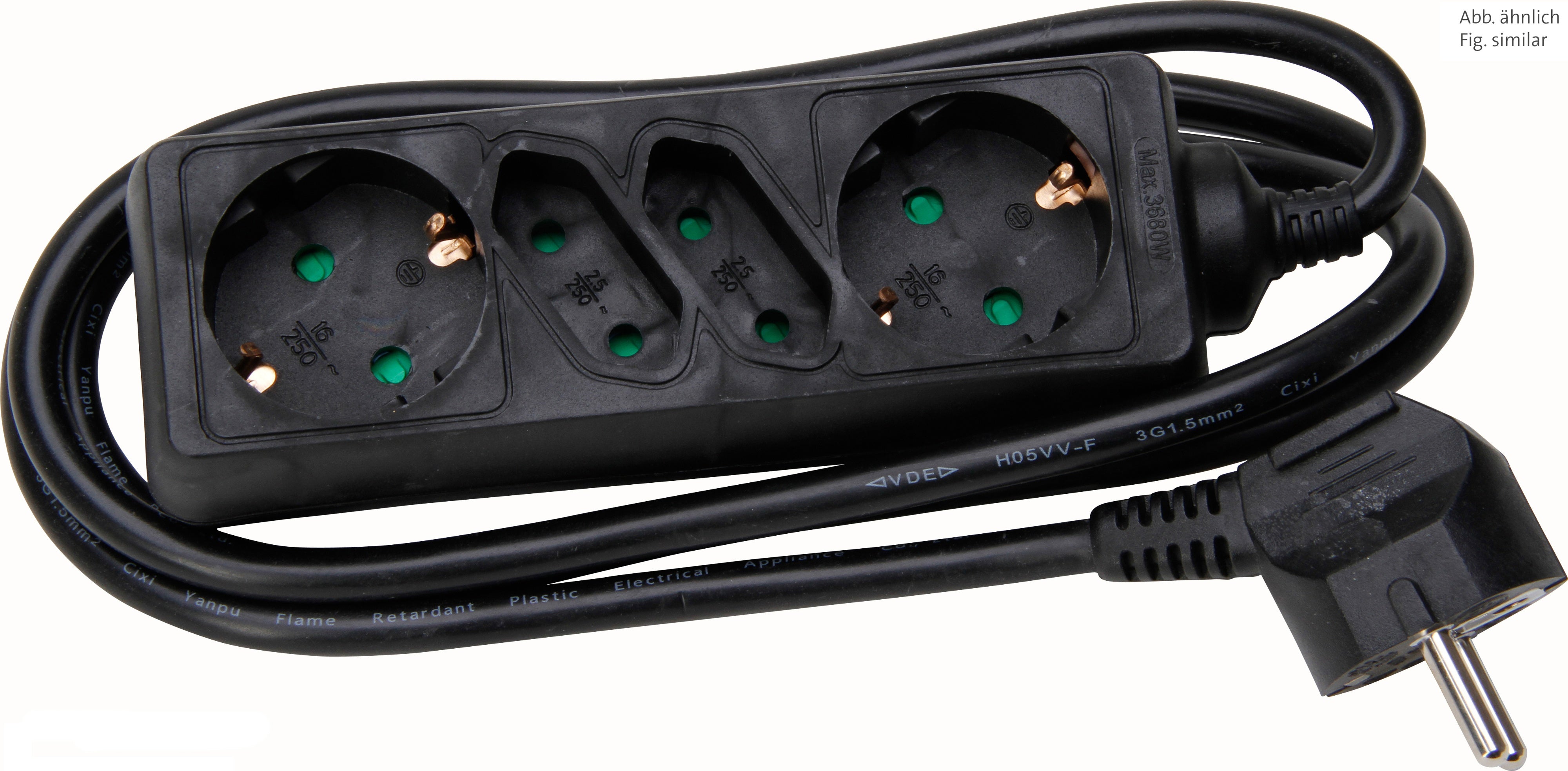 Kopp 4-Way Socket With Grounding Plug Black 1 Piece - 125905011 [20 Pi ...