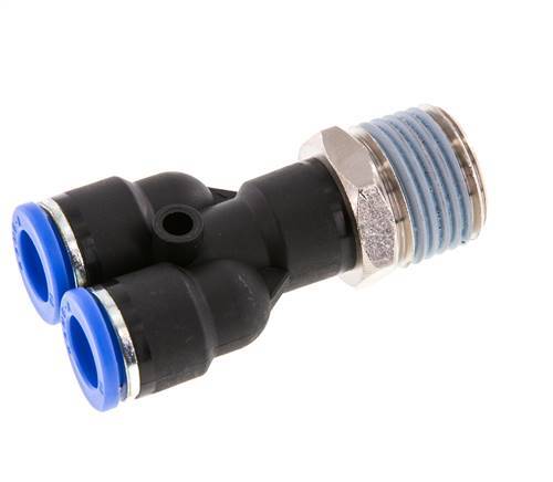 Raccord enfichable en Y 10mm x R1/2'' avec filetage mâle Laiton/PA 66 ...