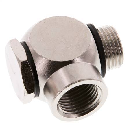 Raccord Banjo en laiton nickelé G1/2'' avec filetages mâle et femelle ...