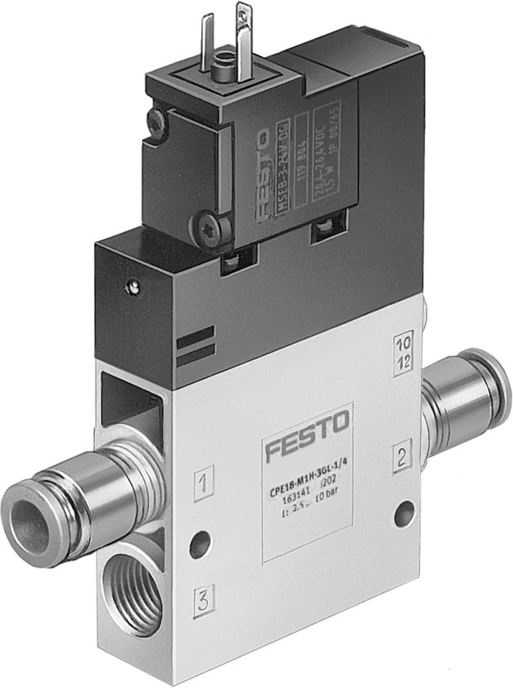 Festo 3/2 NO Monostable Air Électrovanne QS-10 1250L/Min - 163172 ...